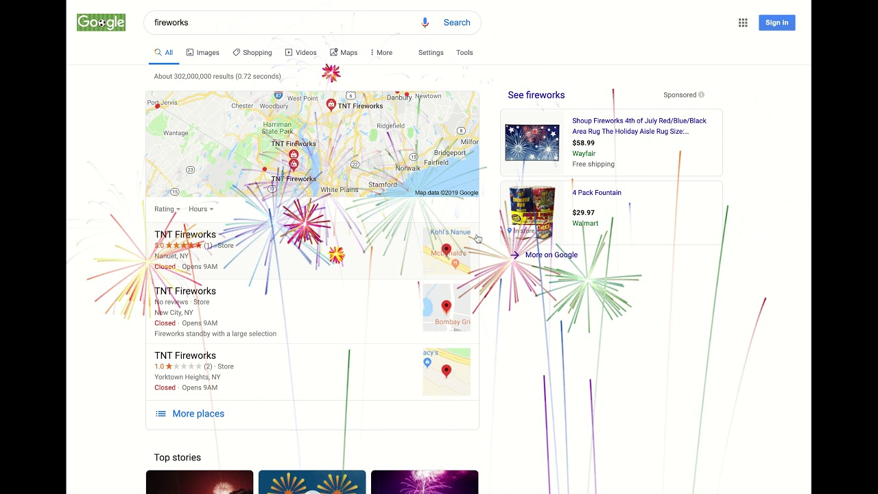 Fireworks in Google Search - YouTube