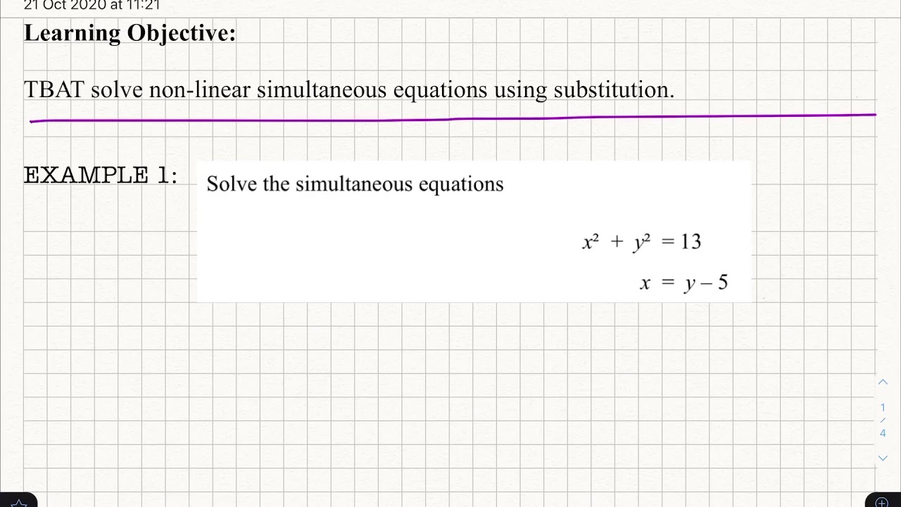 Non linear Simultaneous Equations Part 1 YouTube Non linear Simultaneous Equations Part 1 YouTube