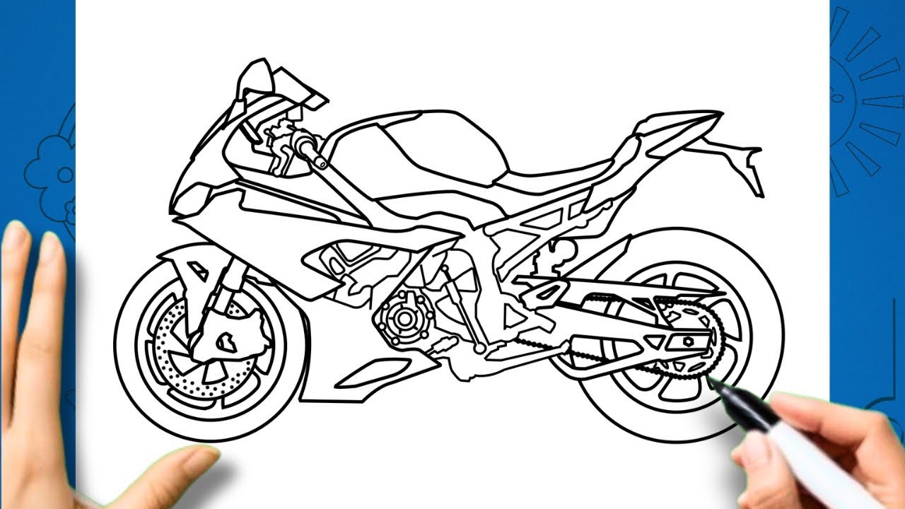 HOW TO DRAW A BMW S1000RR MOTORCYCLE step by step - YouTube