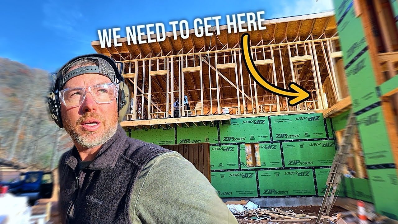 Construction of a MEGA sized Modern Home PT 57 | Winder Stair FRAMING ...