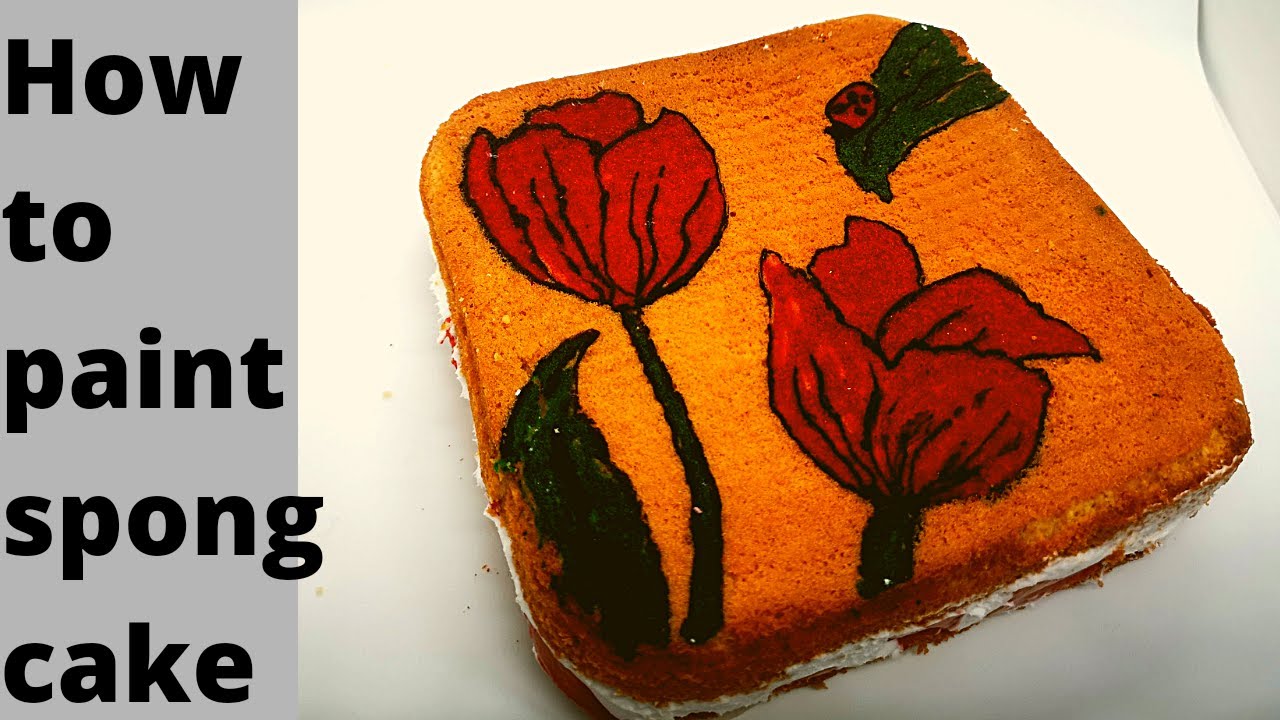 How To Paint sponge cake / Paint Your Sponge Cake Before Baking - YouTube