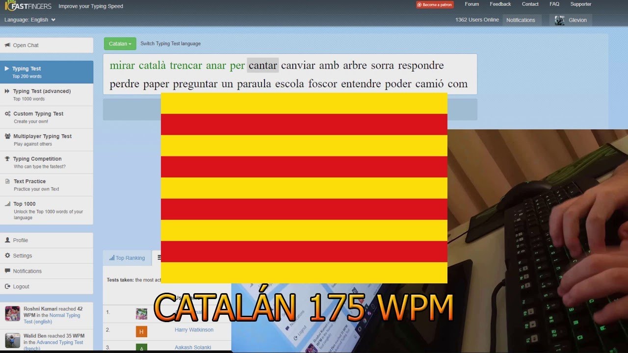 175 WPM | CATALÁN | 10FastFingers - YouTube