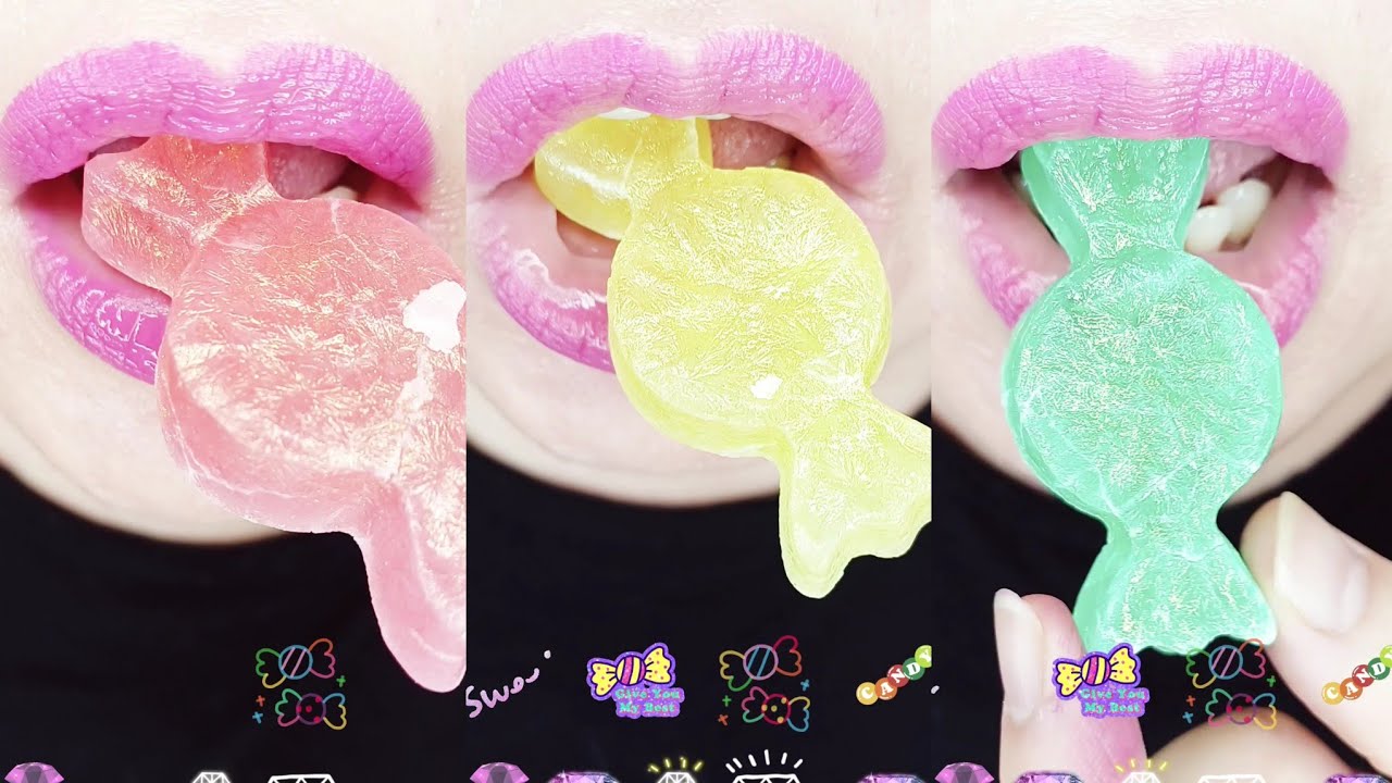 ASMR Satisfying Crunchy Kohakuto Edible Crystal Candies Eating Sounds ...
