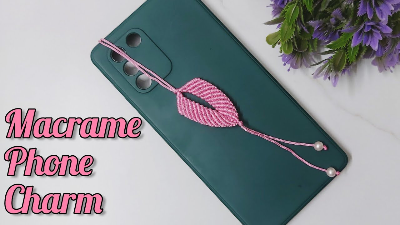 Macrame phone charm | Macrame phone strap | Easy Macrame Leaf Tutorial | Macrame Ornament - YouTube