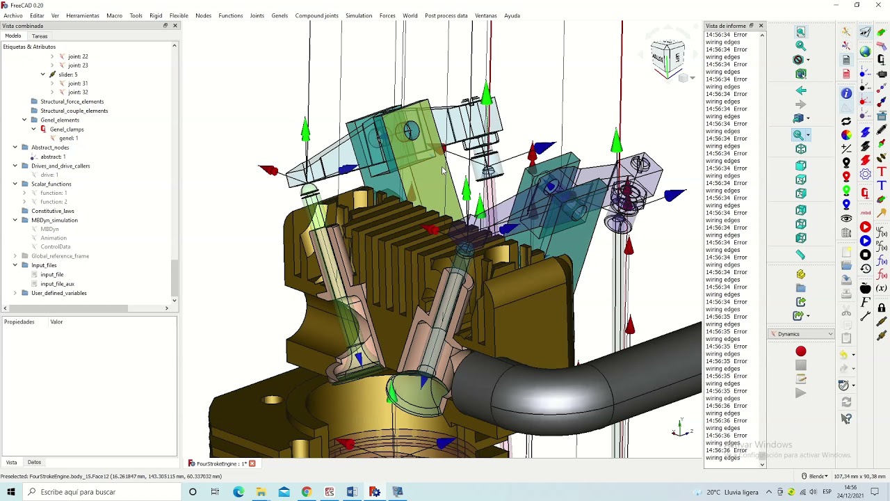 FreeCAD + MBDyn simulation of a four stroke engine. - YouTube