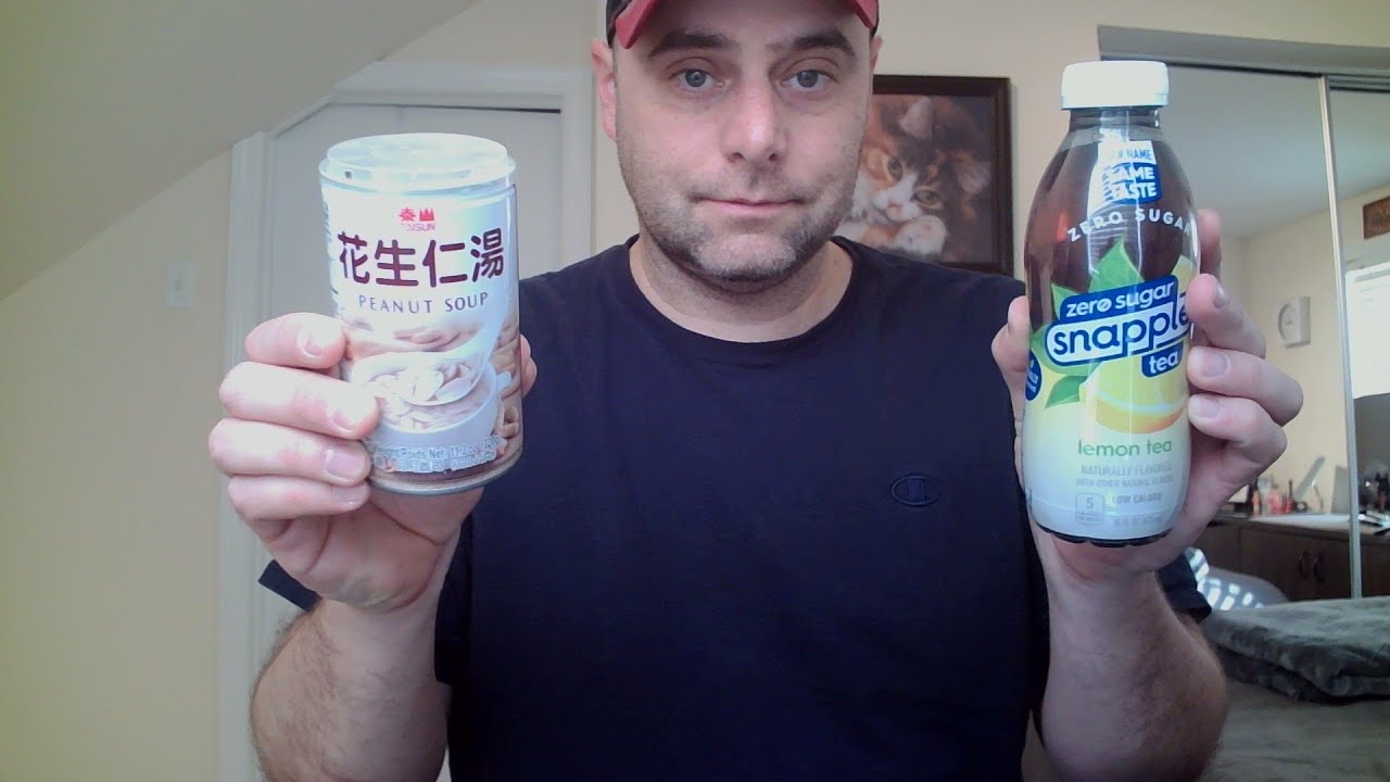 ASMR Eating Peanut Soup and Drinking Snapple - YouTube