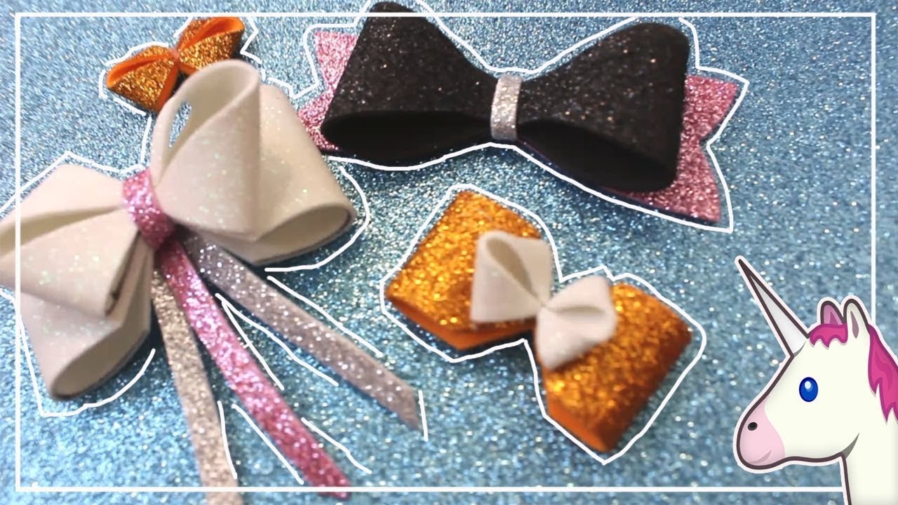 Como hacer MOÑOS CON GOMA EVA Facil y rápido | Glitter bow | Lazo de ...