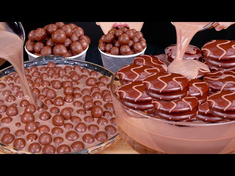 ASMR MALTESERS KITKAT CHOCOLATE MILK MAGNUM ICE CREAM NUTELLA TWIX DESSERT MUKBANG 먹방 EATING SOUNDS
