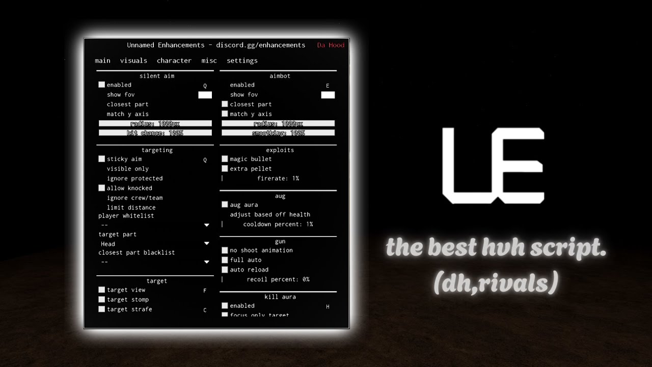 DA HOOD'S BEST HVH SCRIPT - UNNAMED ENHANCEMENTS (old) - YouTube