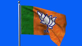 BJP FLAG ANIMATION GREEN SCREEN (4K LOOP VIDEO)