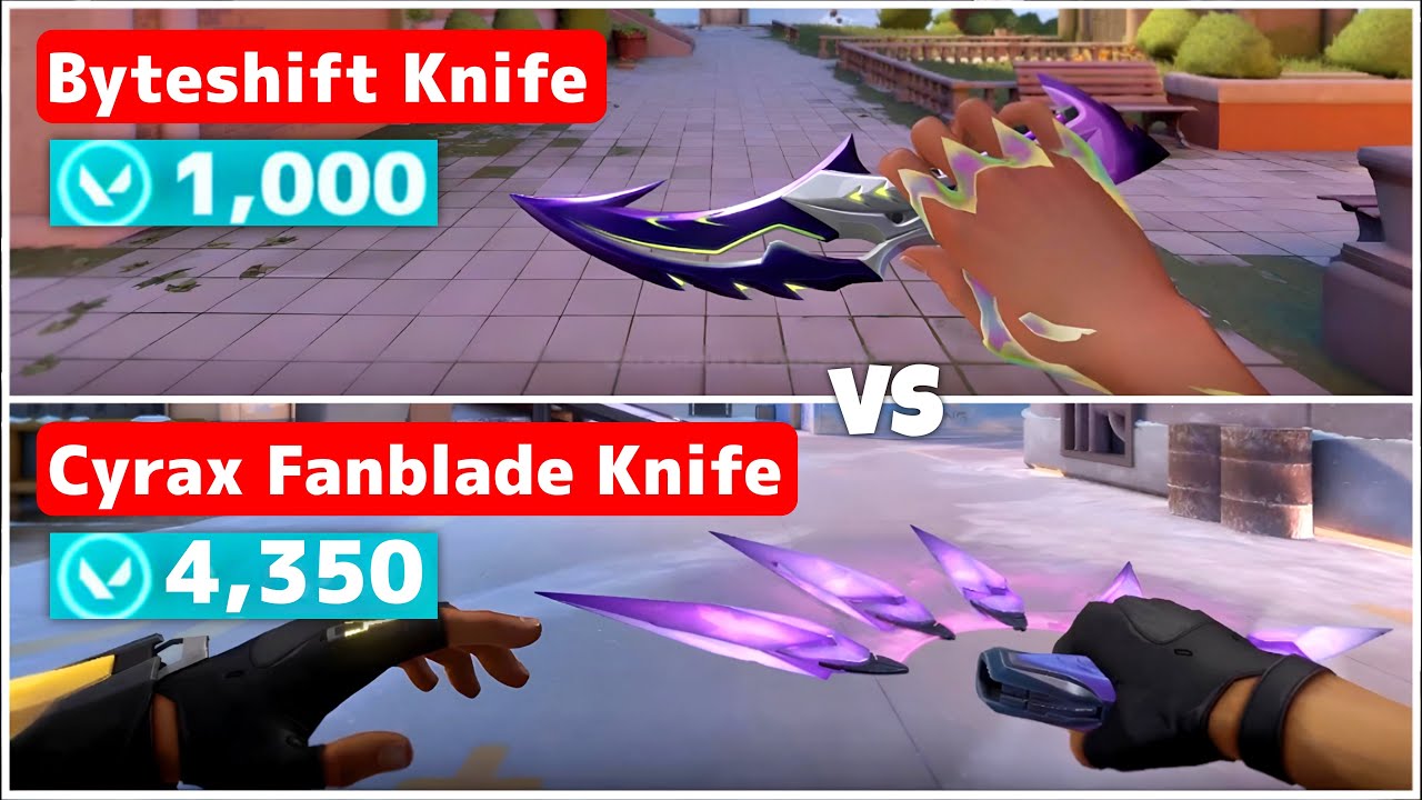 New BYTESHIFT KNIFE vs CYRAX FANBLADE KNIFE (Valorant Best Knife Skin ...