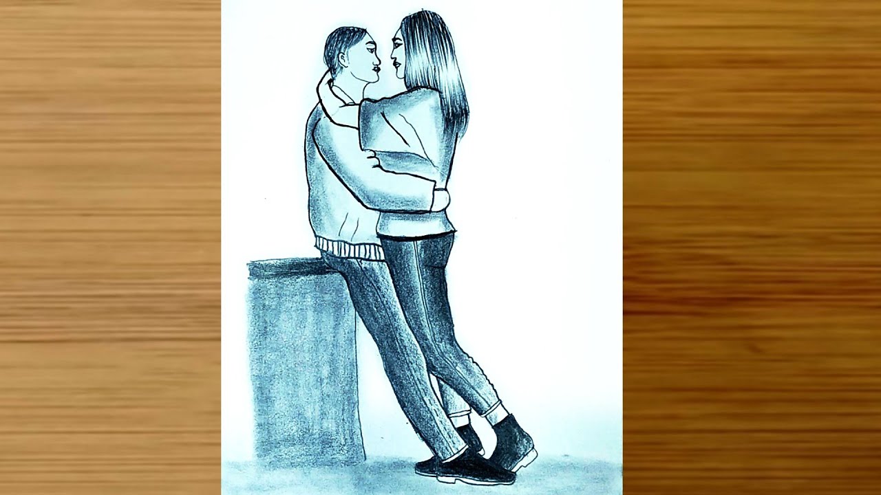 How to draw Romantic Couple with Loving moment by pencil sketch step by ...