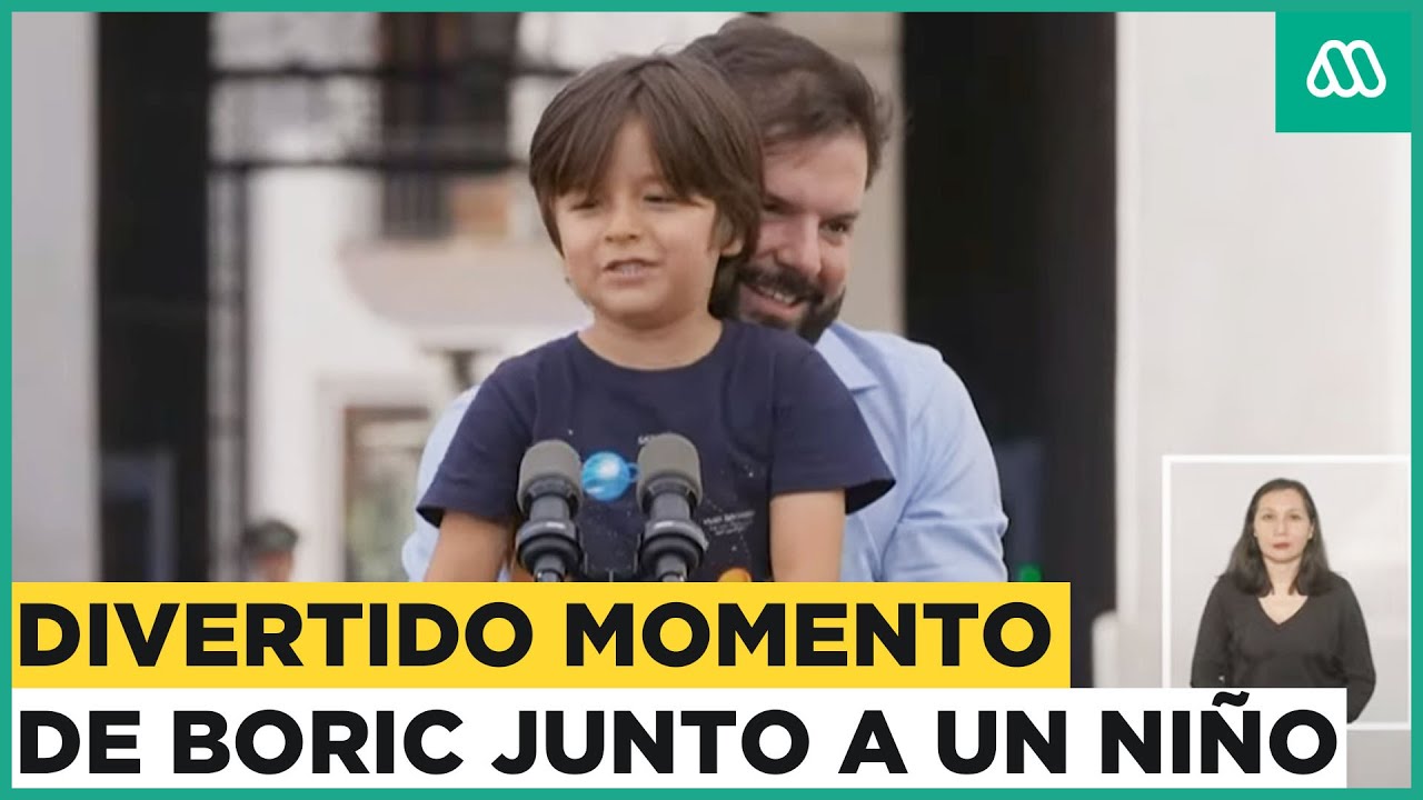El divertido momento de Boric junto a niño durante conferencia de ...