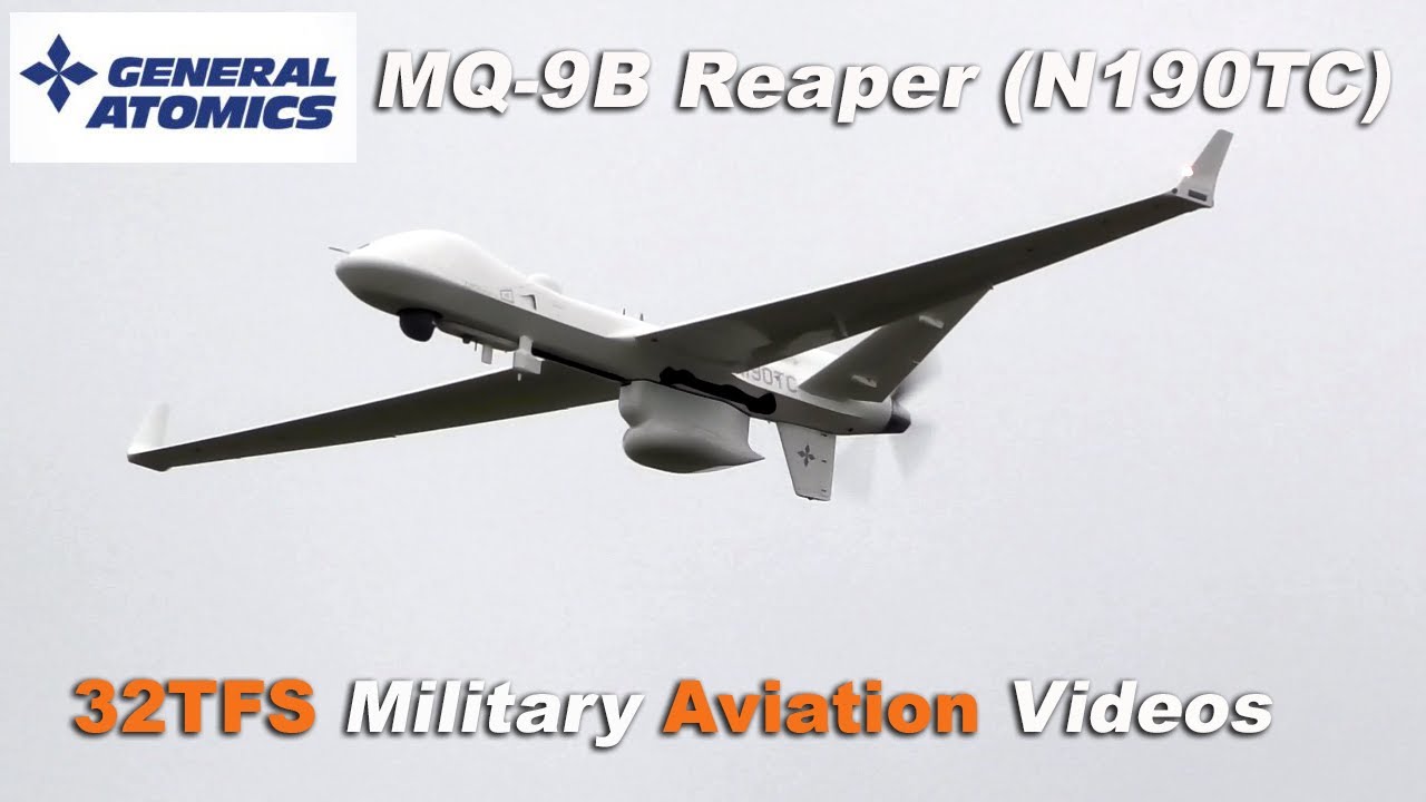 [4K] MQ-9B SkyGuardian Drone over the Netherlands, Leeuwarden AB (EHLW ...