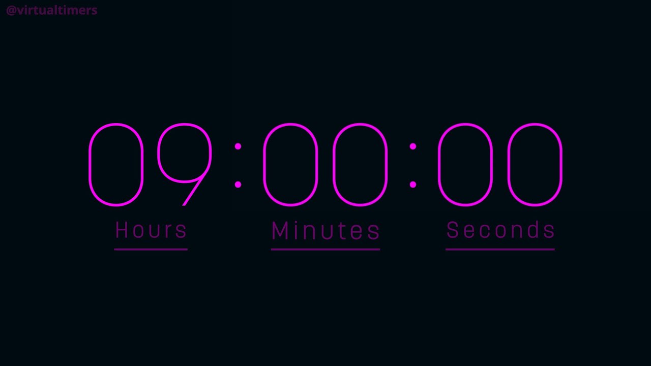 9 Hours Countdown Timer with Alarm & Time Markers / Chapters - Rounded ...