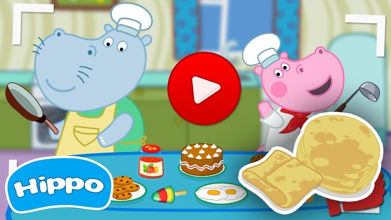 Hippo 🌼 Cooking show 🌼 Recipe of pancakes 🌼 Cartoon game for kids - YouTube