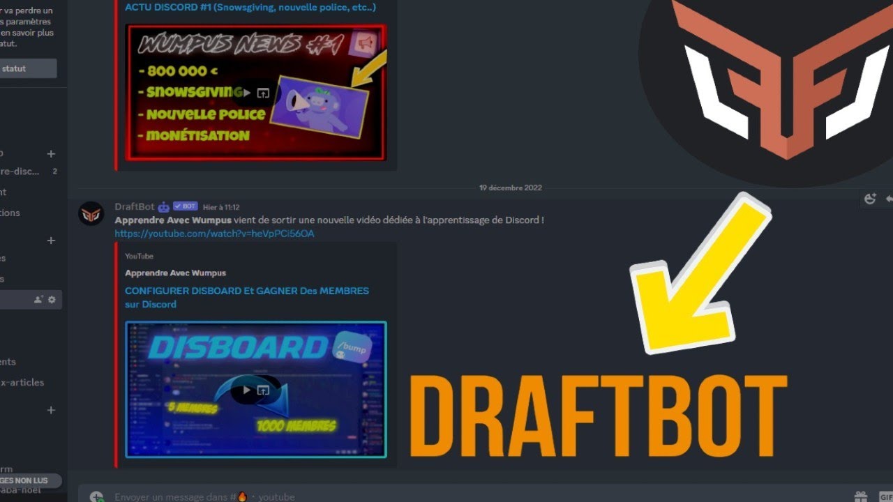 NOTIFIER Vos VIDEOS YOUTUBE Sur DISCORD Avec Draftbot - YouTube