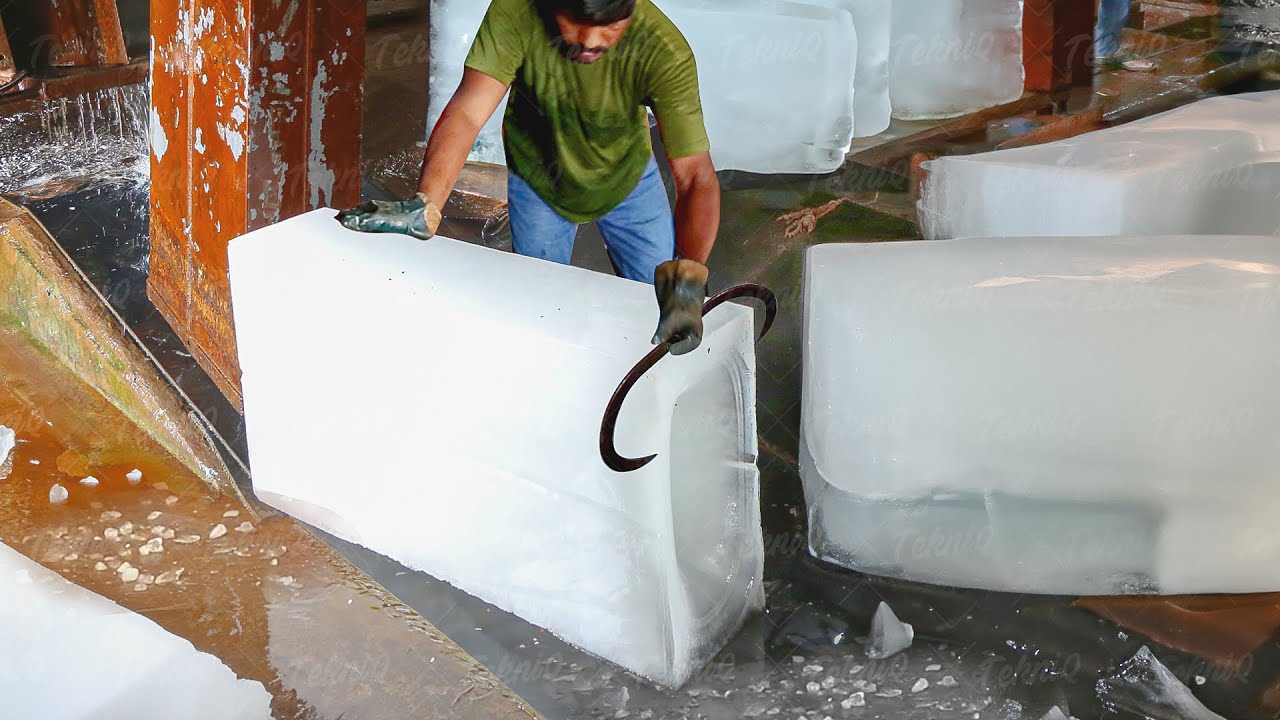 Crazy Way They Crush Thousands of Massive Ice Blocks Every Day - YouTube