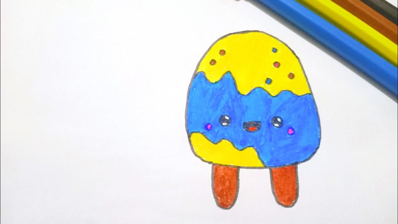 cute Cartoon Popsicle with face drawing | How to draw cute Popsicle ...