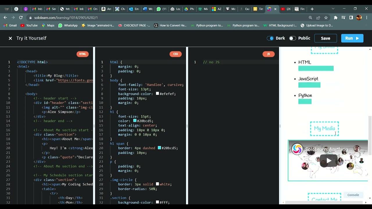 Blog Project: Putting It All Together|23.1|HTML Basics|SOLOLEARN Answers - YouTube