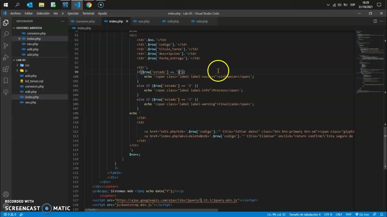 Sistema Tareas-MySql-php-boostrap - YouTube