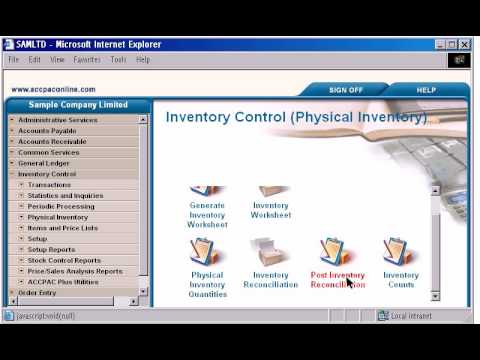 Accpac 006 Demo Accpac 5 4 Inventory Control - YouTube