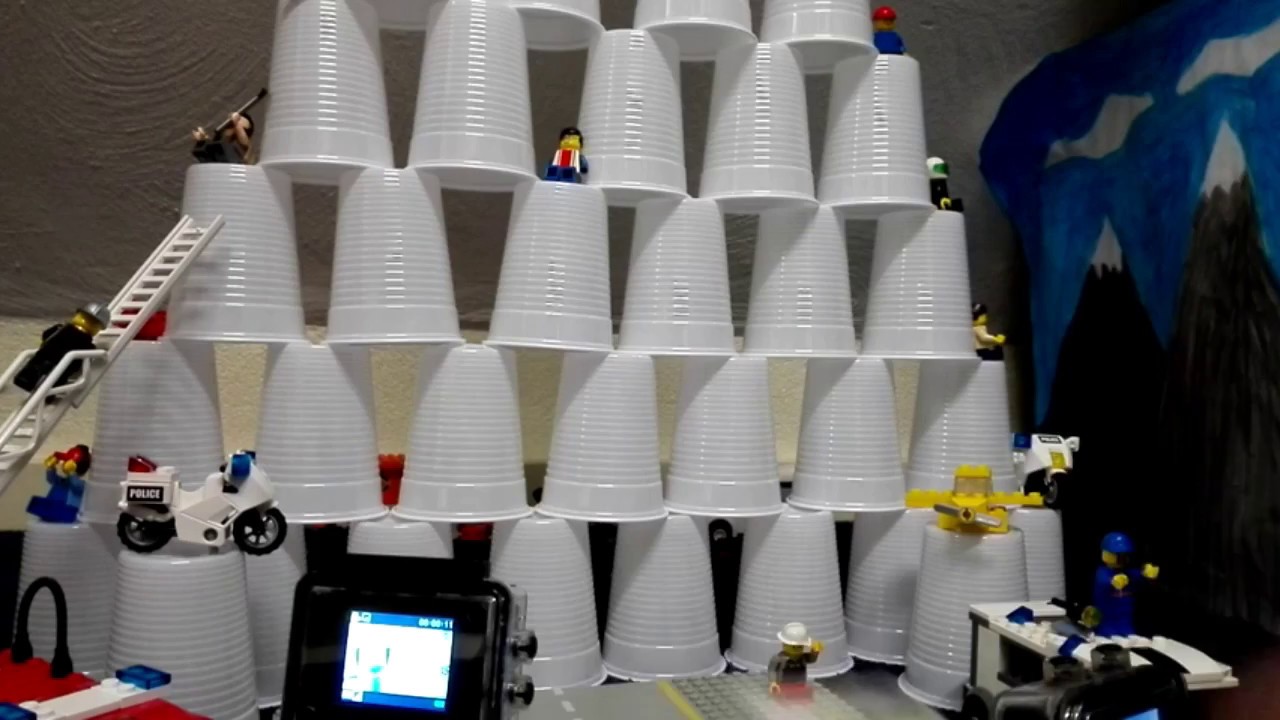 Lego cup building collapses - YouTube