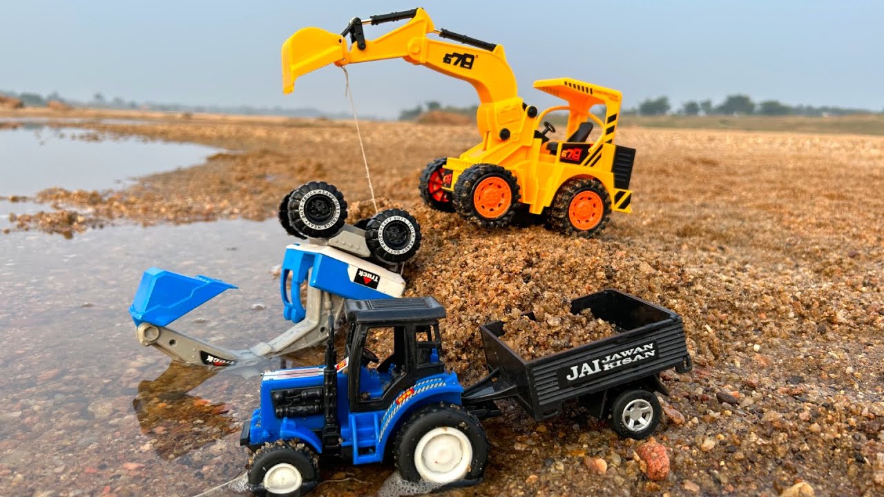 mini jcb 5dx accident in river pulling out by jcb 3dx || jcb accident ...