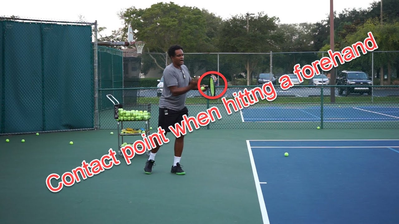 Tennis Technique Forehand Lesson 4: The contact point during a forehand ...