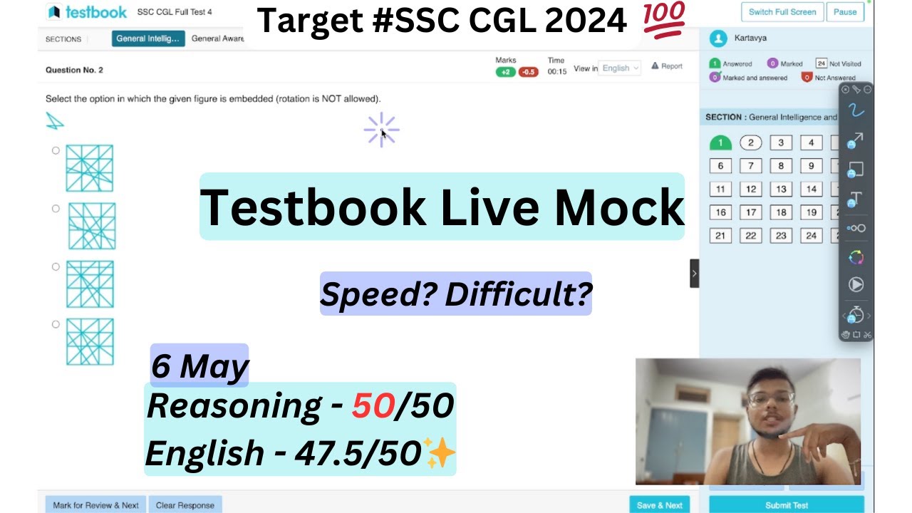 🎯Testbook SSC #CGL 2024 Mock test Live💥today | Reasoning and English 💯 ...