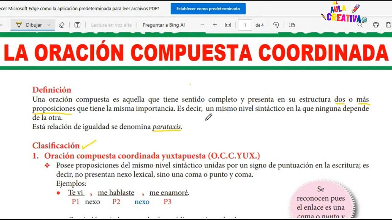 La Oración Compuesta Coordinada | Definición y Ejemplos 2do Secundaria ...