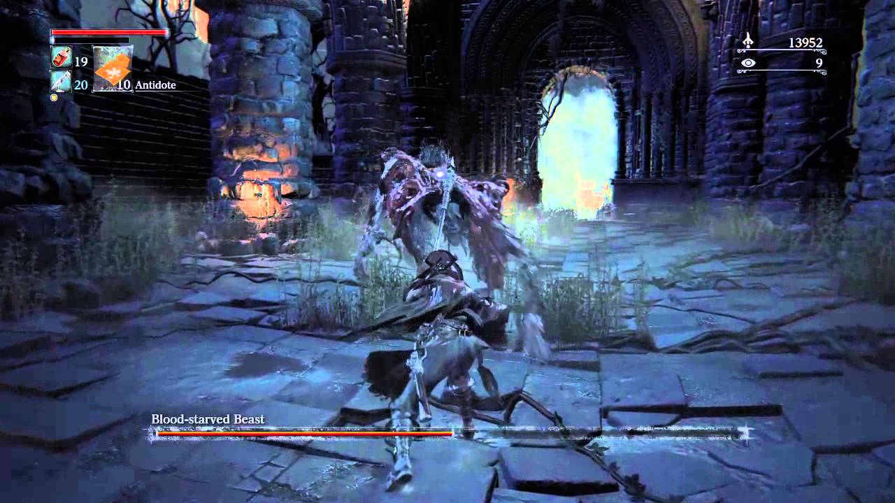 Bloodborne - Third Boss - Blood-starved Beast First Playthrough - YouTube