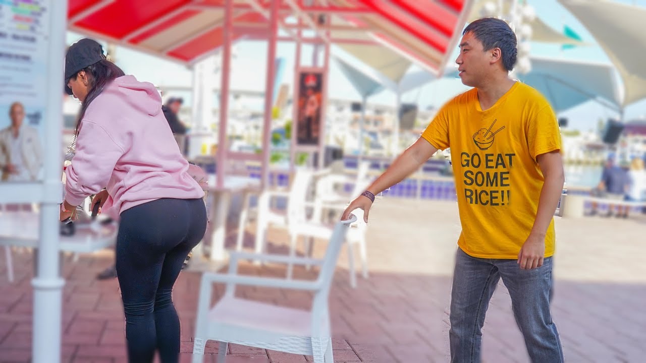 Chair Pulling Prank in Miami Beach! - YouTube