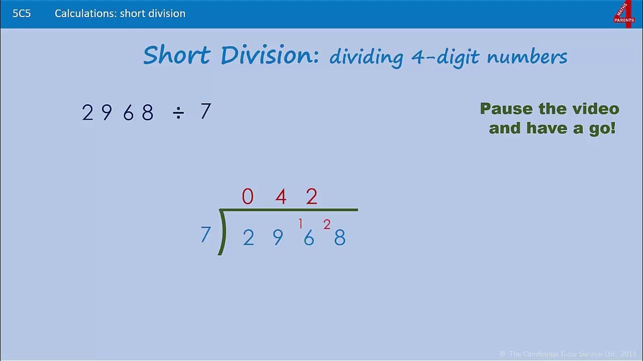 How to use Short Division to Divide by One-Digit Numbers - YouTube