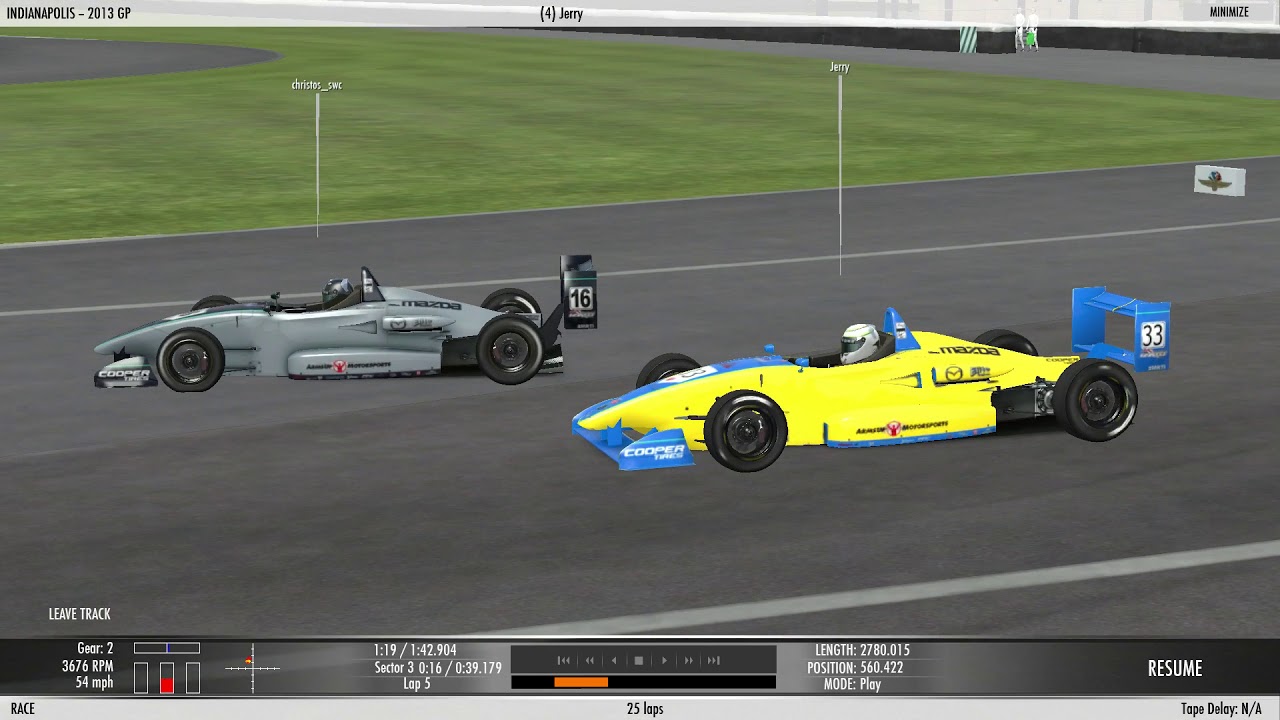 RF2, SimRacing-GP, USF2000, Round #6, Indy - Jerry's View - YouTube
