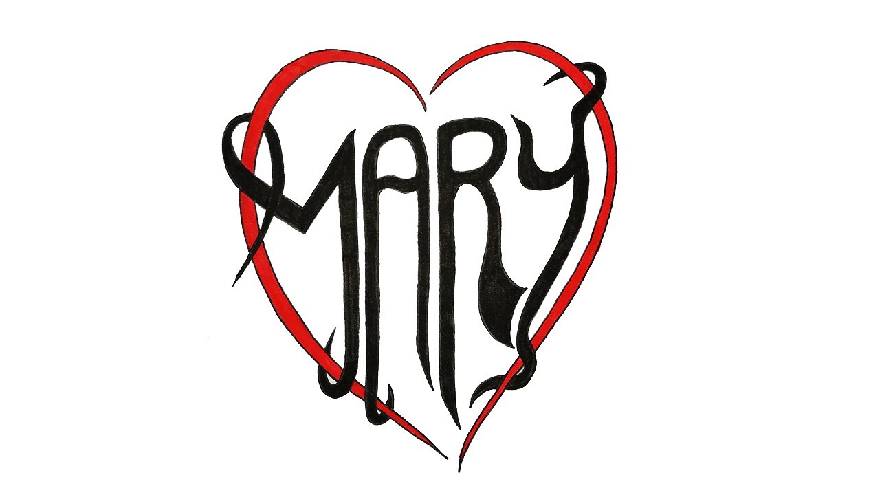 Drawing the name Mary into a Heart - YouTube