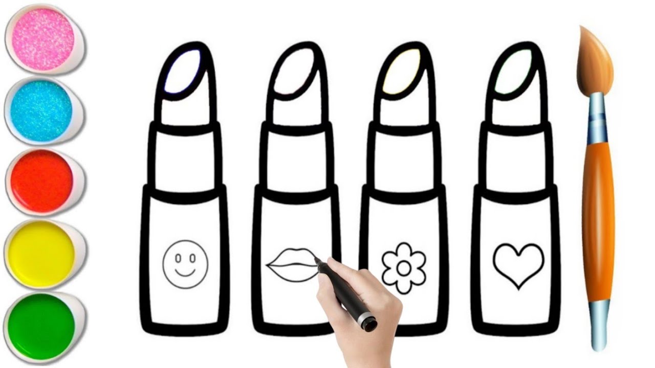 How to draw lipstick|Step by step lipstick drawing|Easy acrylic ...
