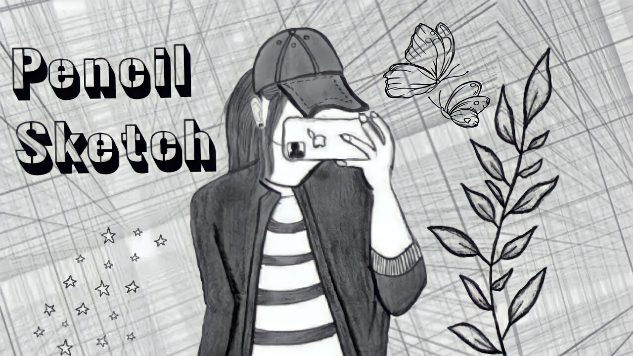 Girl Taking selfie with Iphone | drawing Hidden face | How to draw a ...