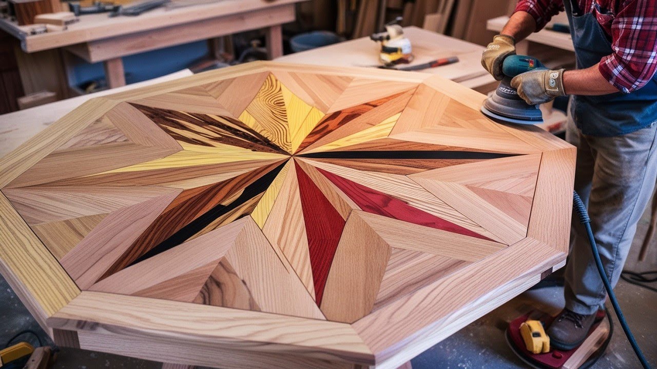 Colorful Wooden Masterpiece - Crafted into an Exquisite Geometric Table ...