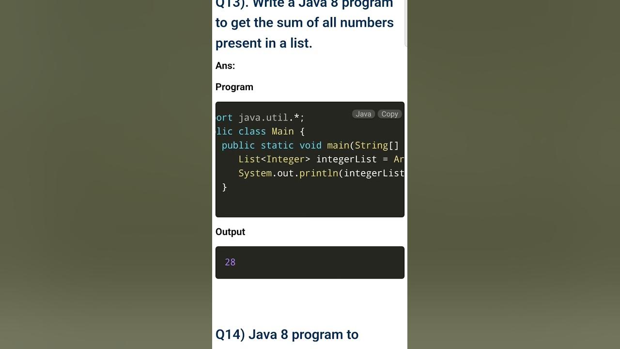 Write A Java 8 Program To Get The Sum Of All Numbers Present In A List Coding Developer Java8 4996