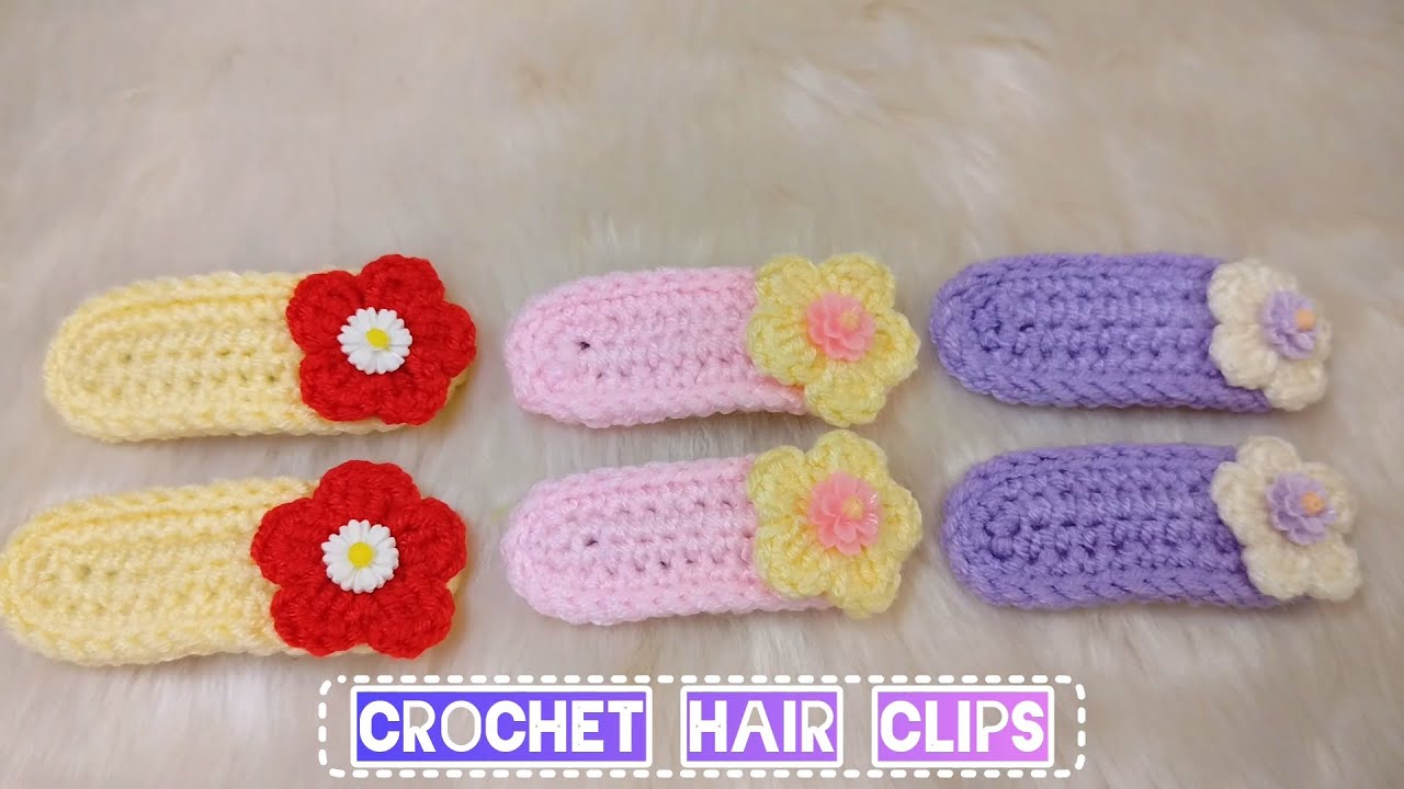 Crochet hair clip - YouTube