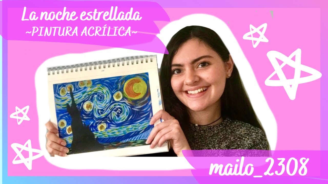 Como pintar la noche estrellada |TUTORIAL| mailo_2308 - YouTube