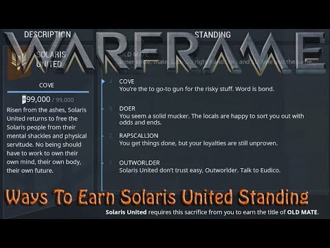 Warframe - Ways To Earn Solaris United Standing - YouTube