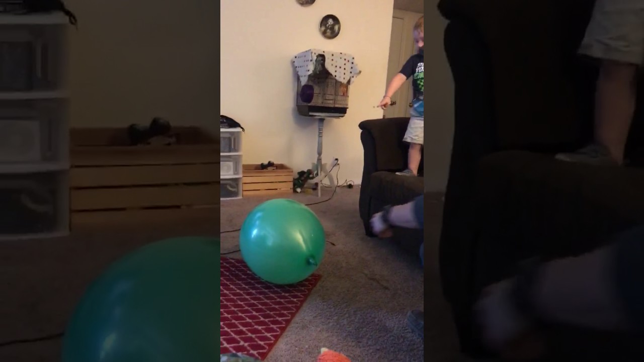 Balloon pop fail!! He is fine! - YouTube