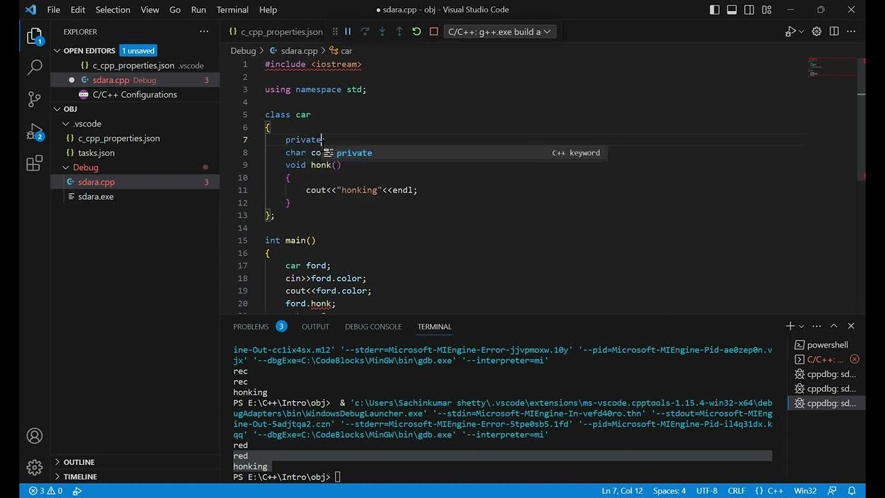Part 7 | Access Specifiers(Public, Private, Protected) in C++ | - YouTube