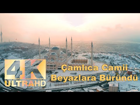 4K Çamlıca Camii Karla Beyazlara Büründü By Drone