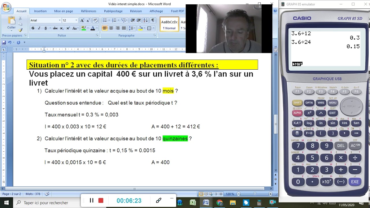 Calcul d'intérêt simples pour des placements de différentes durées ...