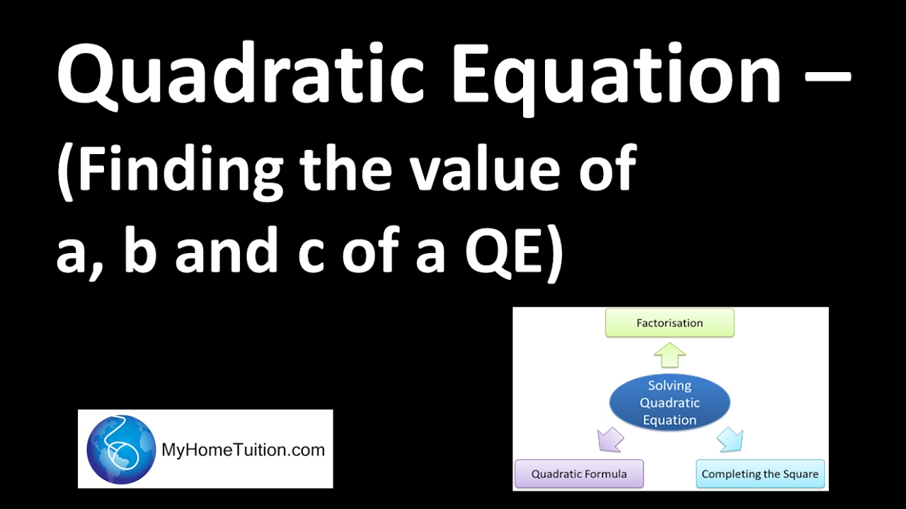 Quadratic Equation Finding The Value Of A B And C Of A Quadratic