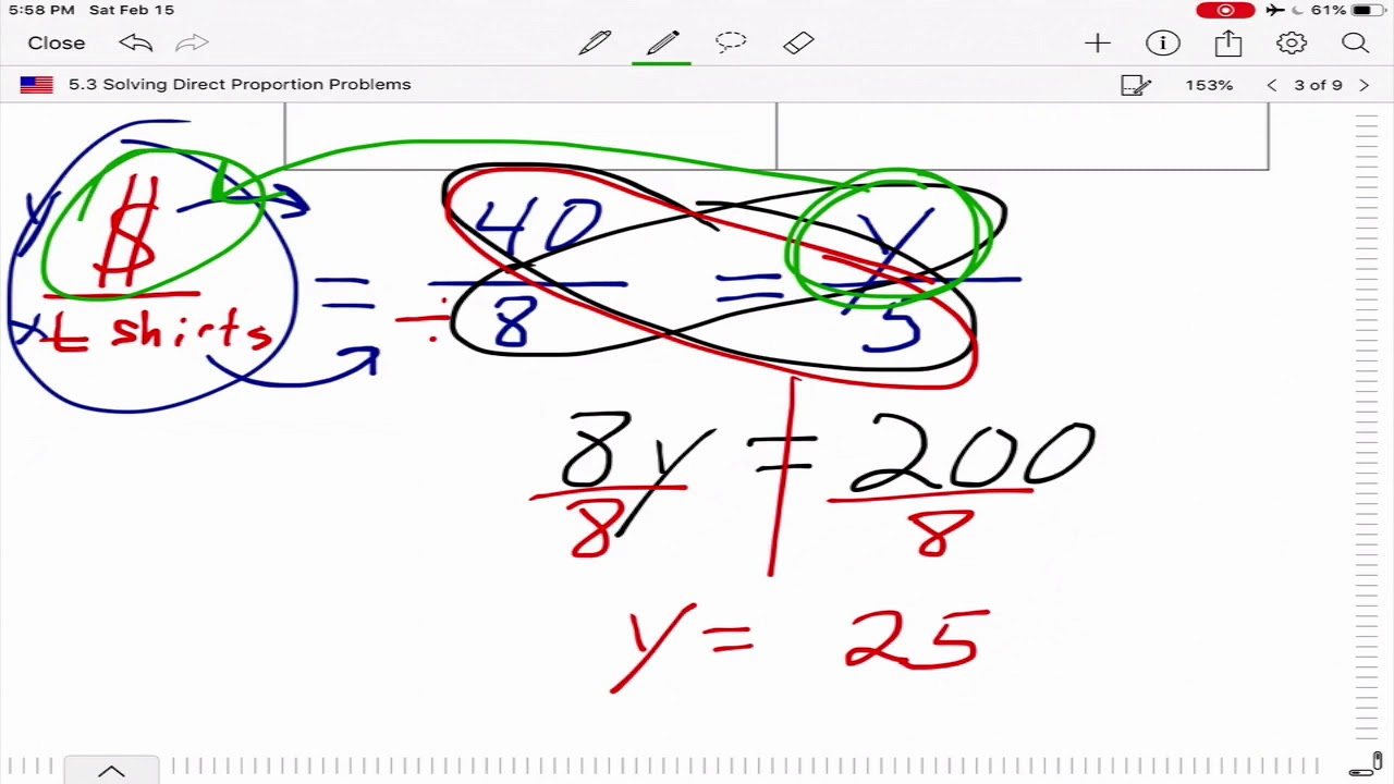 Section 5.3 SOLVE DIRECT PROPORTION - YouTube