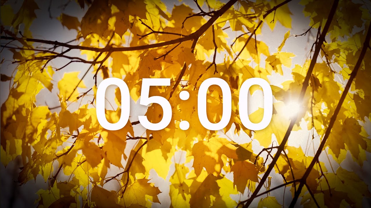 Glowing autumn leaves with relaxing music - 5 minutes countdown timer ...